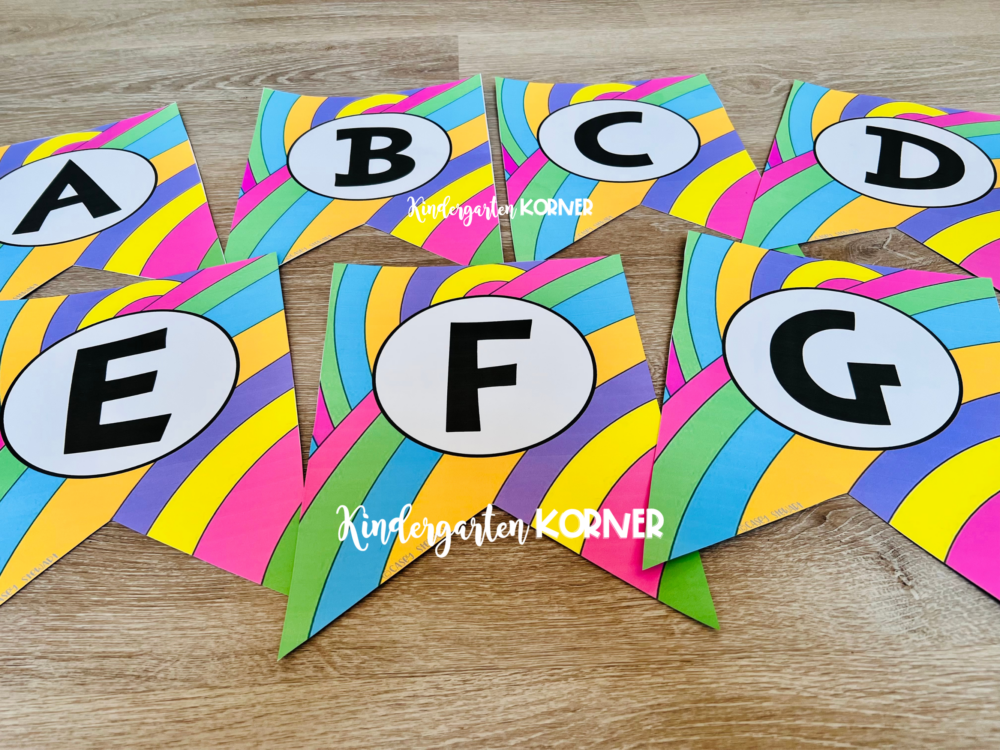 Pastel Pennant Bulletin Board Letters - Kindergarten Korner - A ...