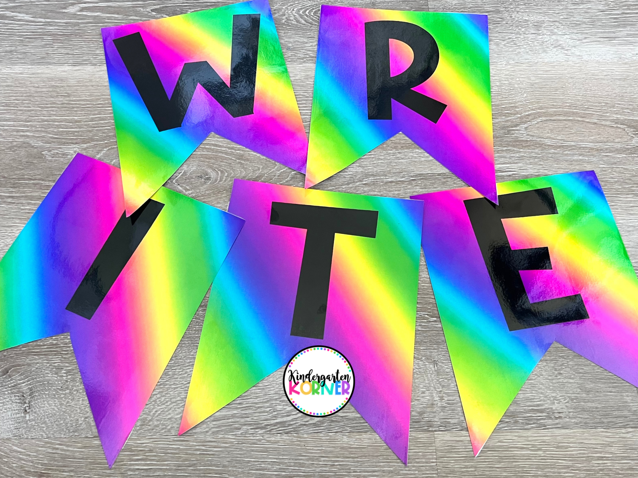 Rainbow / Neon Bulletin Board Letters - Pennant Style Banner ...
