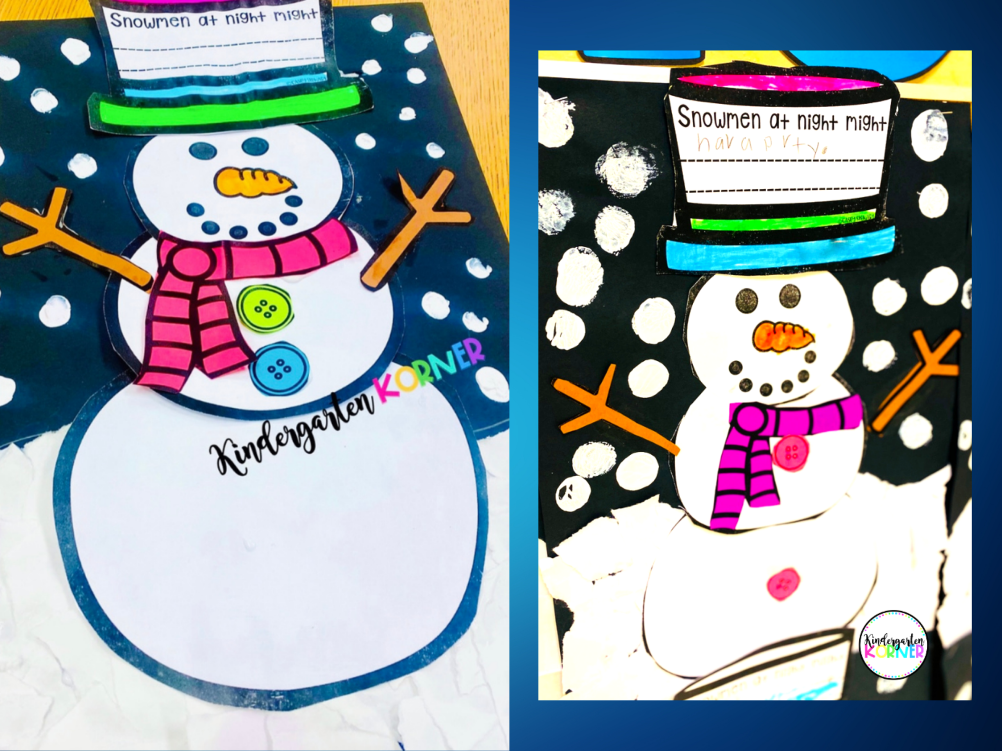 Snowmen at Night Bulletin Board | Writing & Craft - Kindergarten Korner ...