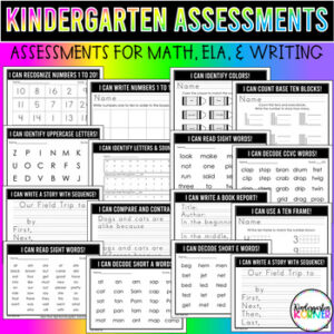 Kindergarten Assessments Binder Bundle - Math, ELA, Writing Assessments ...
