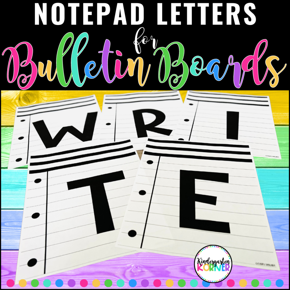 Notepad Bulletin Board Letters | Black and White Classroom Décor ...