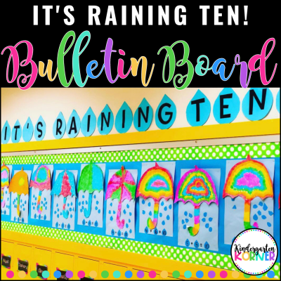 April Showers Bulletin Board | "It's Raining Ten" Math Addition, Number ...