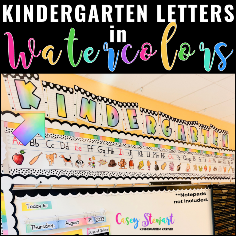 Kindergarten Bulletin Board Letters Rainbow Watercolors Classroom Theme ...